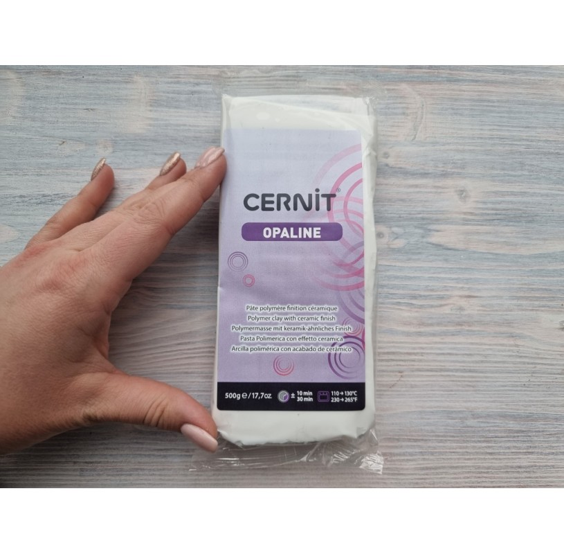 Cernit Opaline oven-bake polymer clay, white, Nr. 010, 500 gr