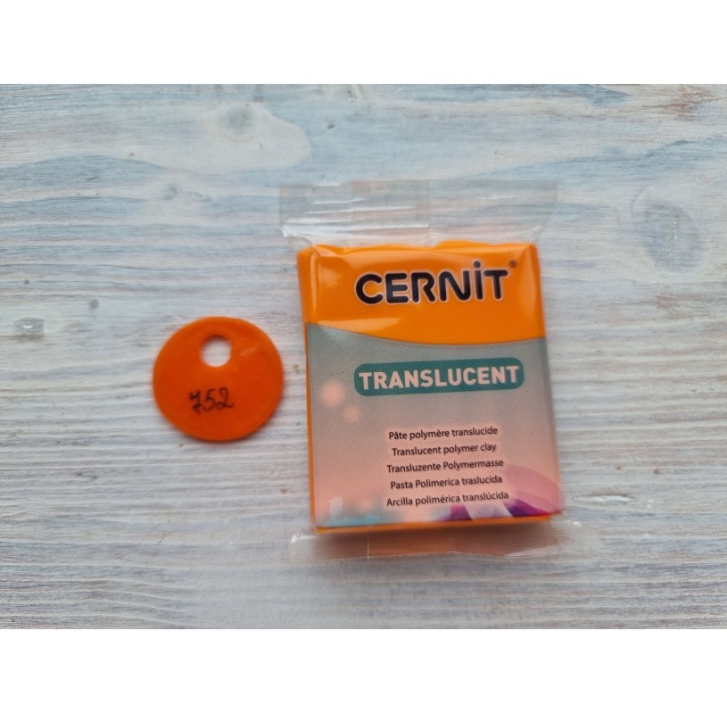 Cernit Translucent oven-bake polymer clay, orange, Nr. 752, 56 gr