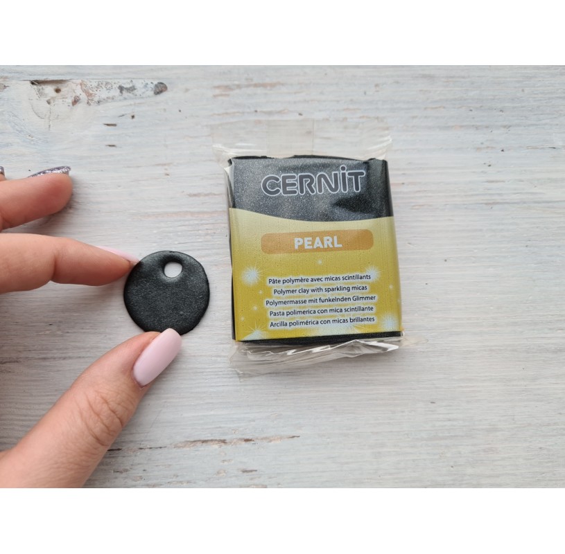 Cernit Pearl oven-bake polymer clay, Black, Nr.100, 56 gr