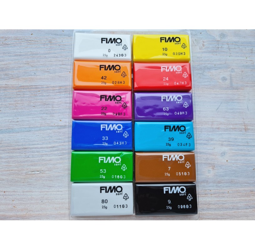 FIMO Basic, pack of 12 colors, 300g (10.58oz), oven-hardening polymer ...