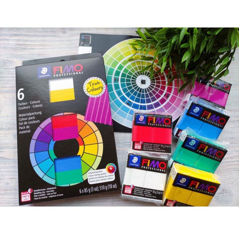 FIMO Professional, true colors, pack of 6 colors, 510g (17.99oz), oven ...